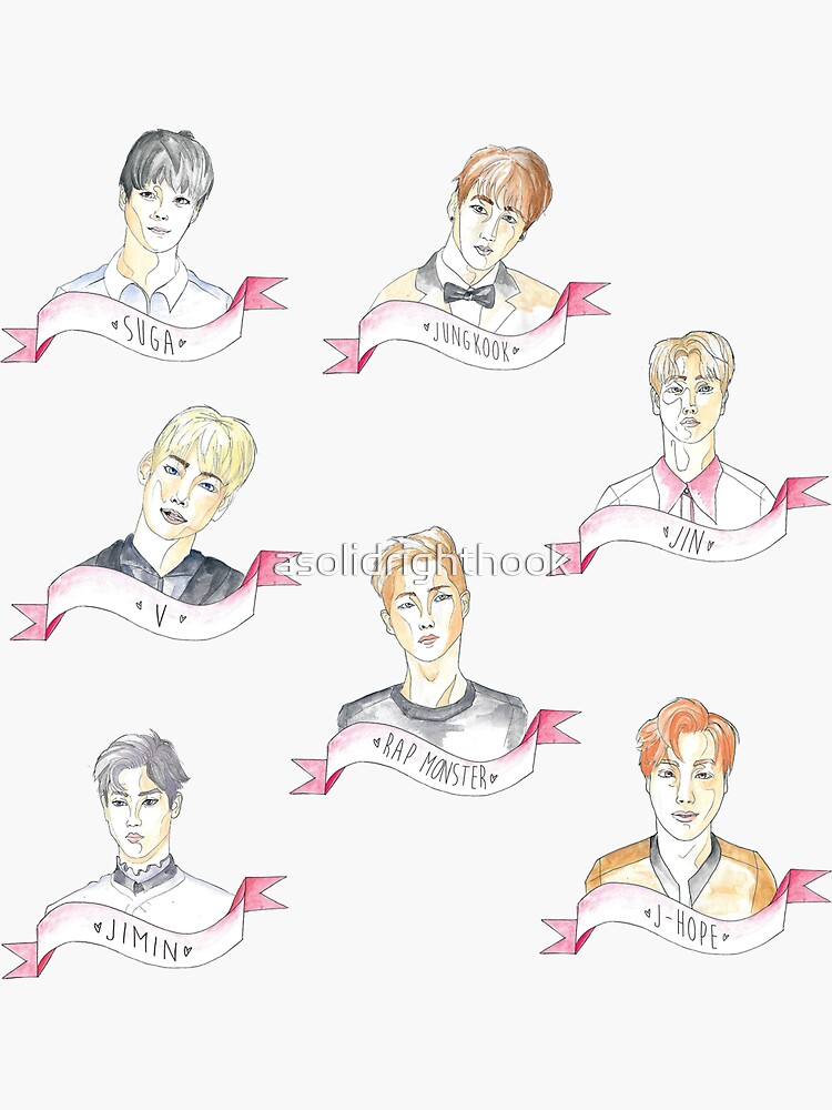 "BTS - Ribbons" Sticker for Sale by asolidrighthook | Redbubble