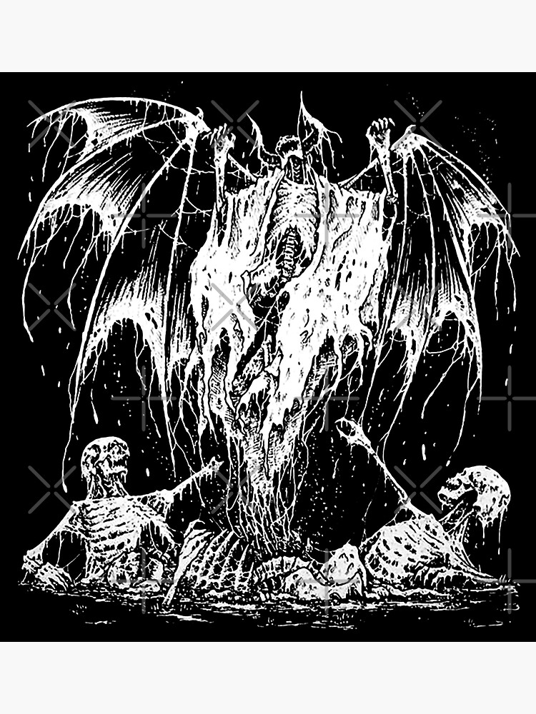 "Death Skeleton Flying Demon Angel Laughing black white" Sticker for ...