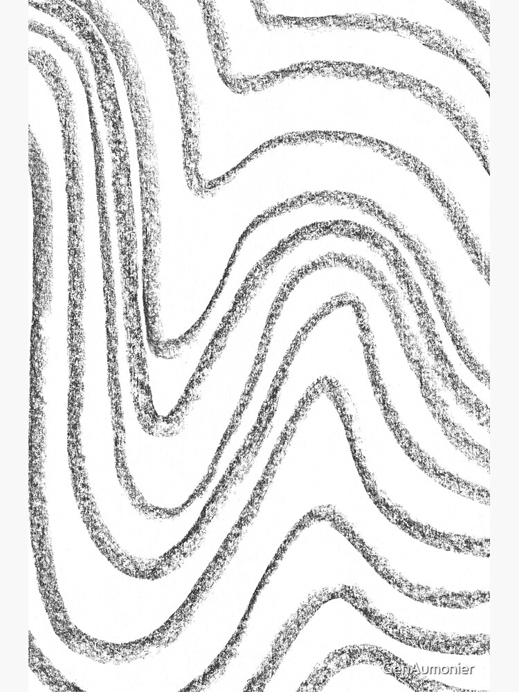 "Black and White Minimal Wavy Lines - Abstract Charcoal Drawing ...