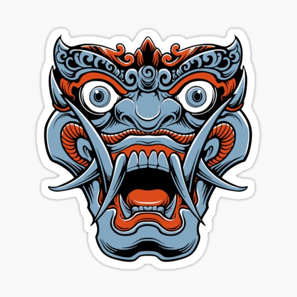"Blue Japanese Demon Mask" Sticker for Sale by Ntotheb | Redbubble