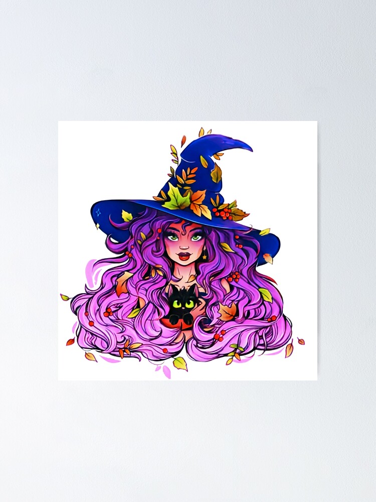 "Fall Witch - Witches and cat - Cute Halloween Witch Design - Witches ...
