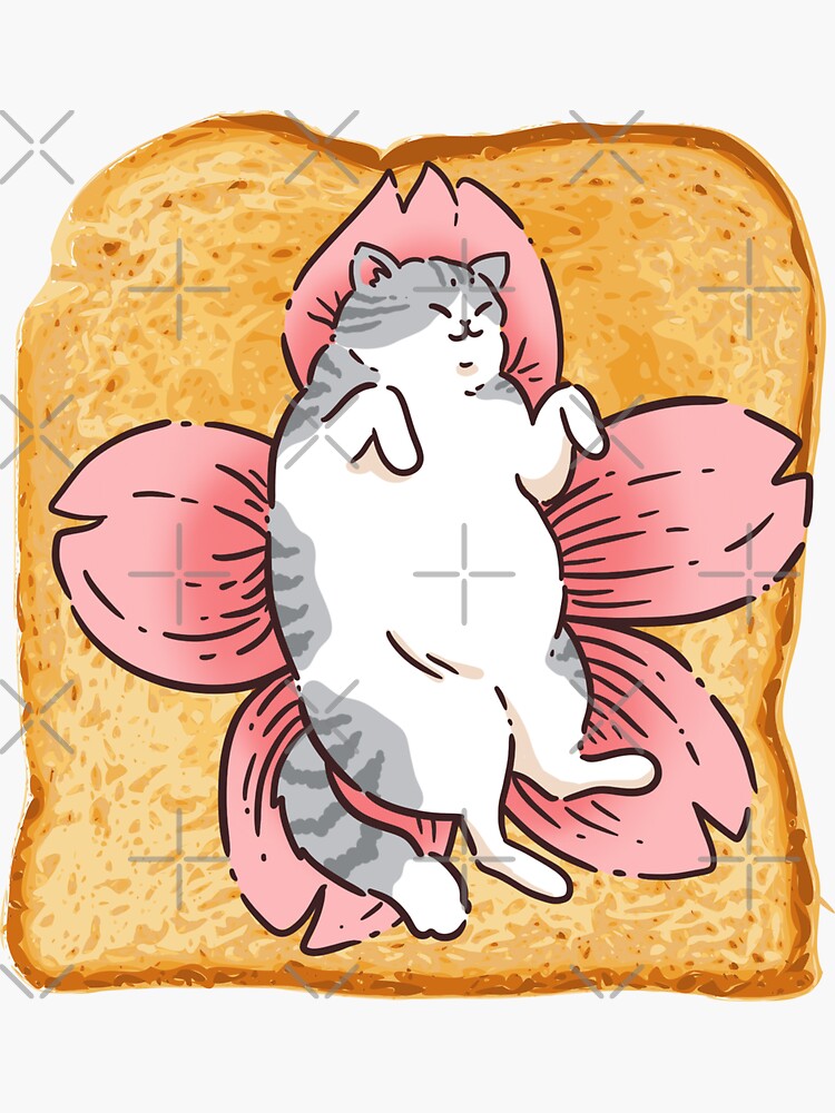 "cat flower toast" Sticker for Sale by Booksinstickers | Redbubble