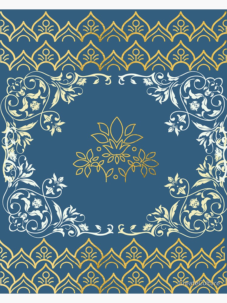 "Light Blue & Gold Swirl Design Pattern" Sticker for Sale by ...