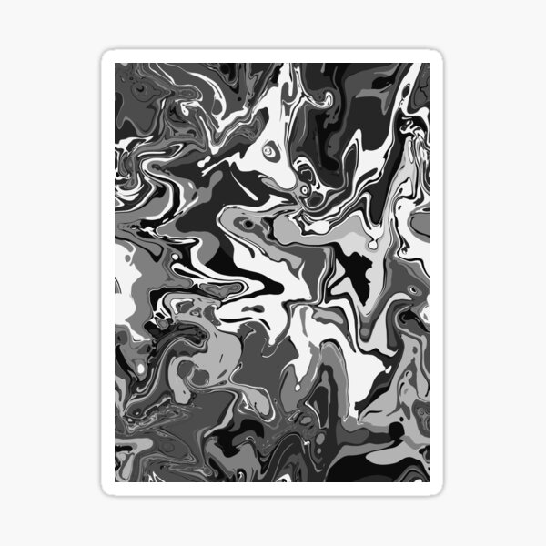 "Monochrome Marble - Digital Paint Spill" Sticker for Sale by ...