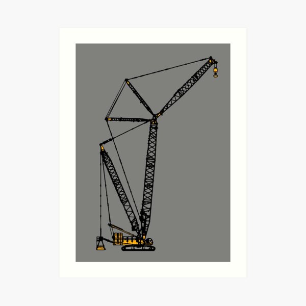 "Luffing Crawler Crane (Front/Back-MG-3A)" Art Print for Sale by OESwag ...
