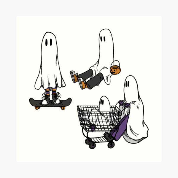 "Halloween Grunge Sheet Ghost Aesthetic Doodles" Art Print for Sale by ...