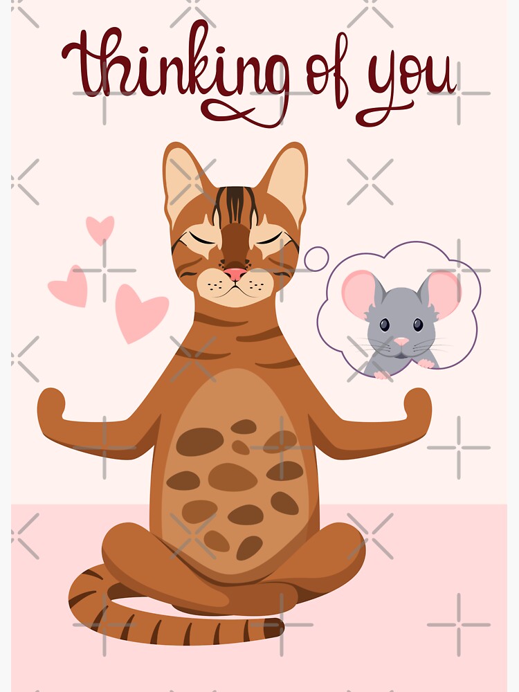 "Cat Meditating (A Rat) - Thinking of You" Sticker for Sale by Desenio ...