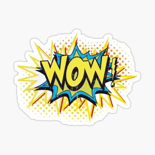 "wow, exclamation mark, blue, crazy, surprised, text" Sticker for Sale ...