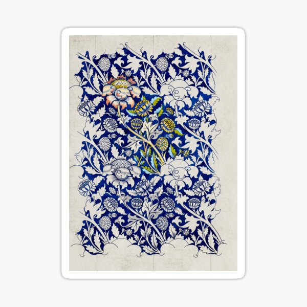 "Vintage Blue Dandelion Flower Watercolor Painting 1800s" Sticker for ...