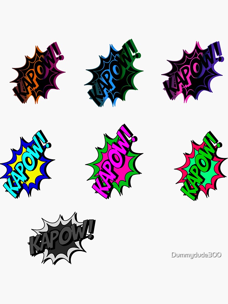 "Kapow variants" Sticker for Sale by Dummydude300 | Redbubble