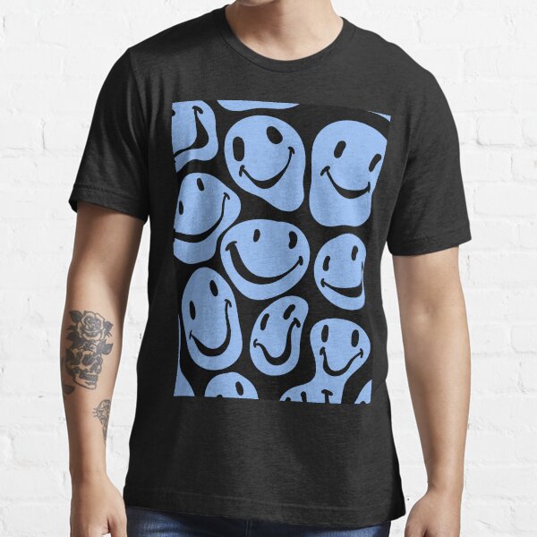 "Melted Blue Happy Faces Over a Black Background" T-shirt for Sale by ...