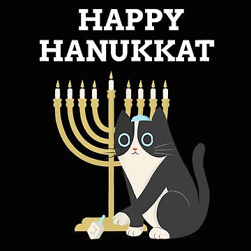 "Happy Hanukkat Hanukkah Jewish Cat Kitty Lover Menorah" Greeting Card ...