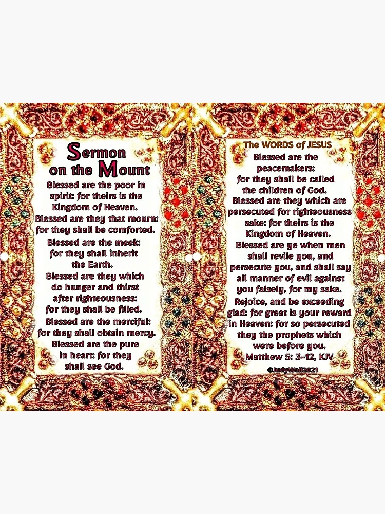 Jesus, Blessed, Beatitudes, Sermon on the Mount, 2pc Premium Matte ...