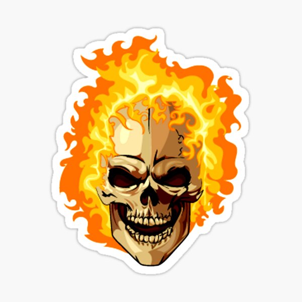 "Ghost Rider Fire Head Sticker" Sticker for Sale by Bigcattt67 | Redbubble
