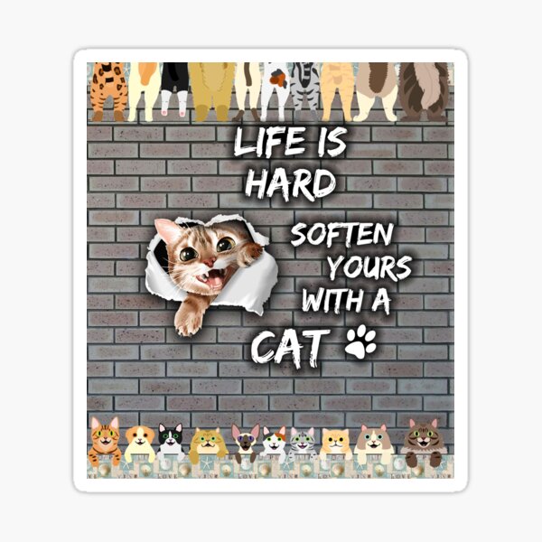 "Soften Yours With A Cat Funny Torn Paper Style" Sticker for Sale by ...