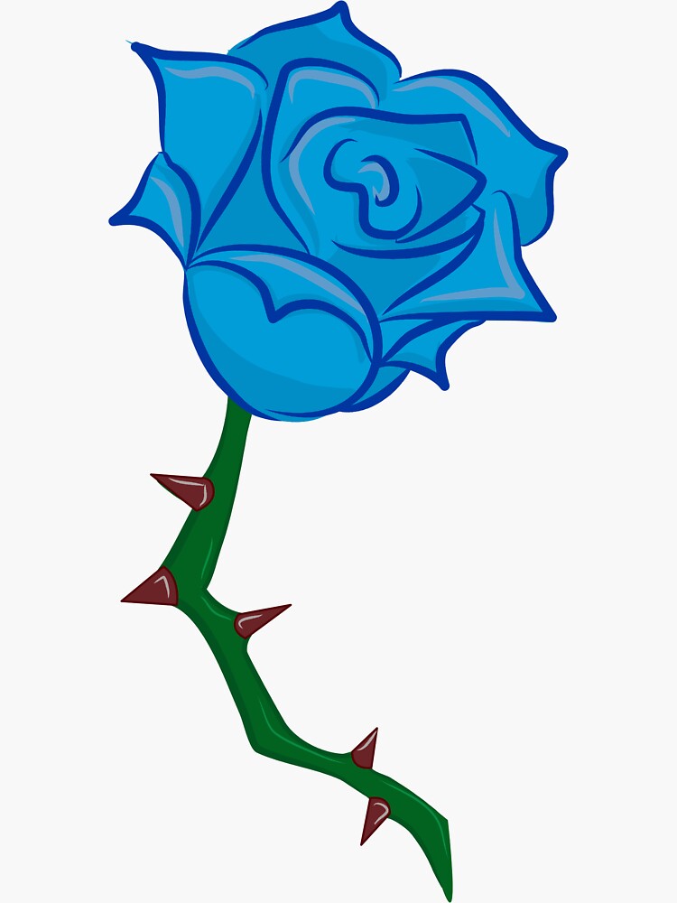 "Blue Flower Red Thorn 3" Sticker for Sale by LiaCava | Redbubble