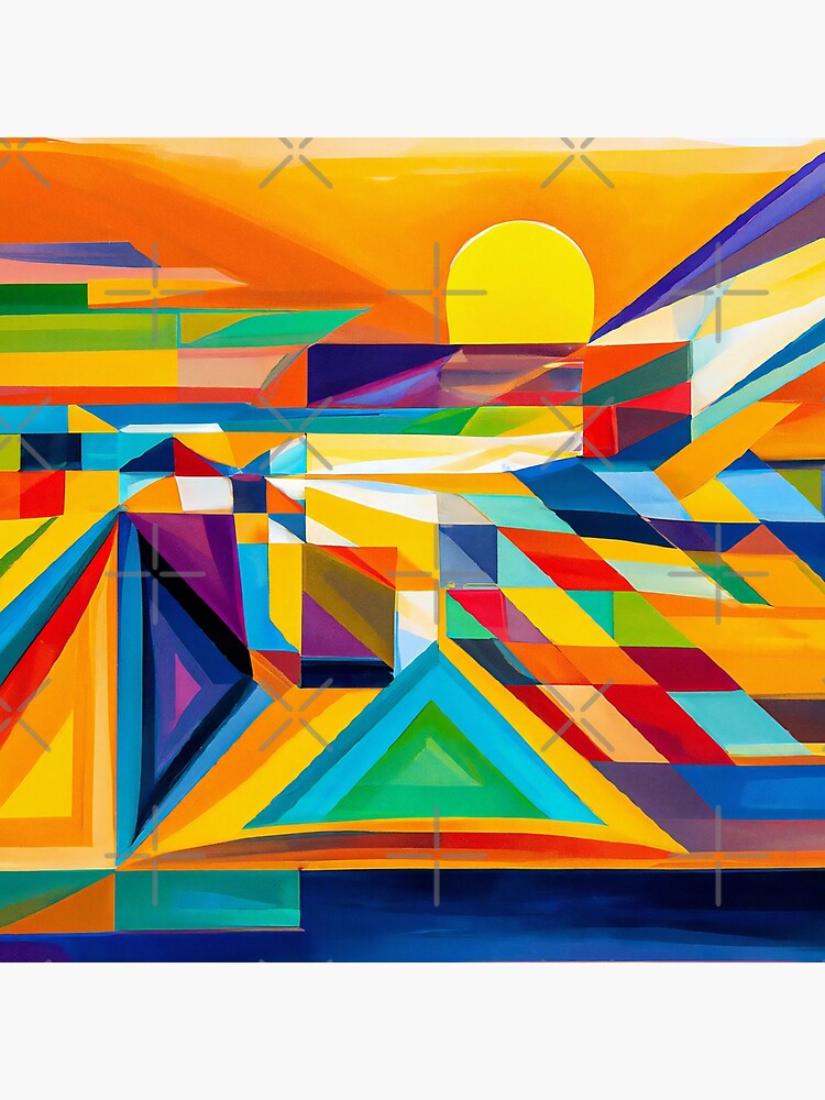 "Sun Over Pyramids - Colorful Happy Abstract Funky Style Modern Vibrant ...