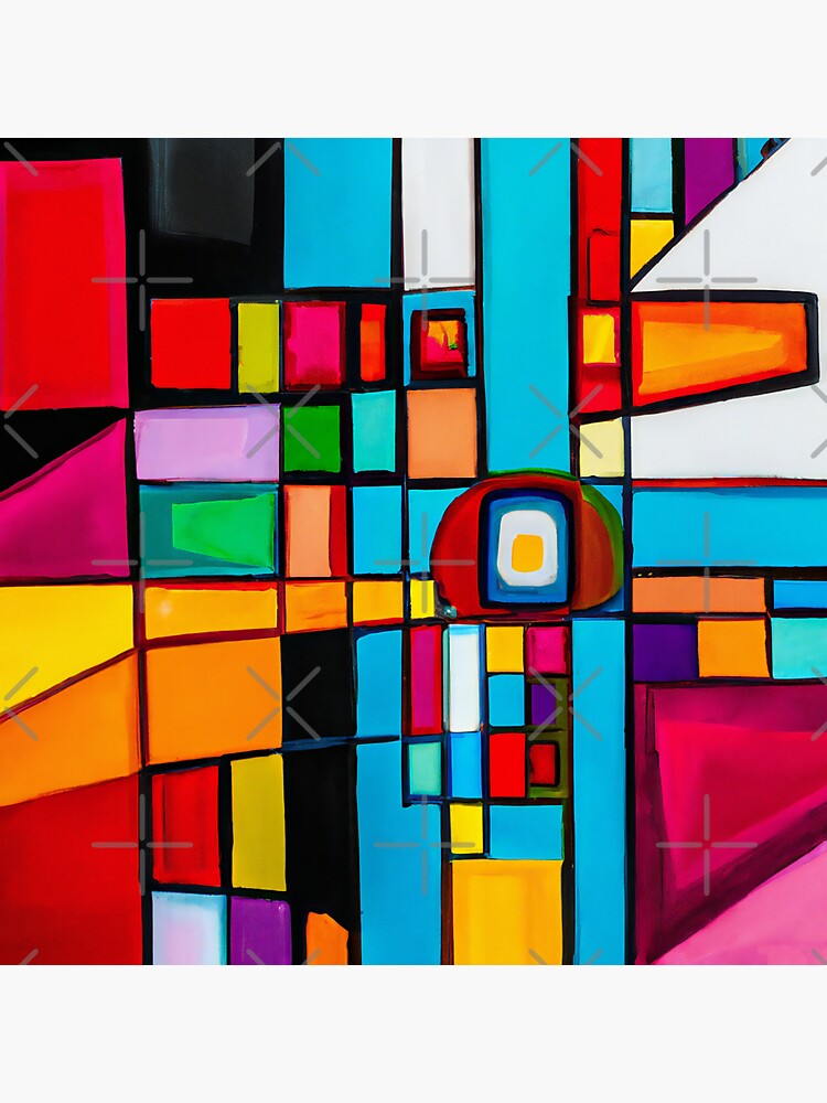 "Geometric Cubist Colorful Happy Abstract Funky Style Modern Vibrant ...
