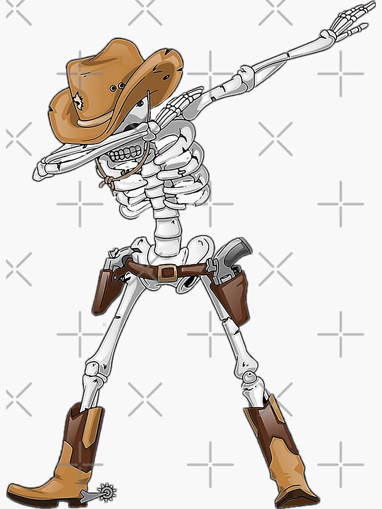 "Dabbing Skeleton Cowboy Halloween Dab Dance Costume " Sticker for Sale ...