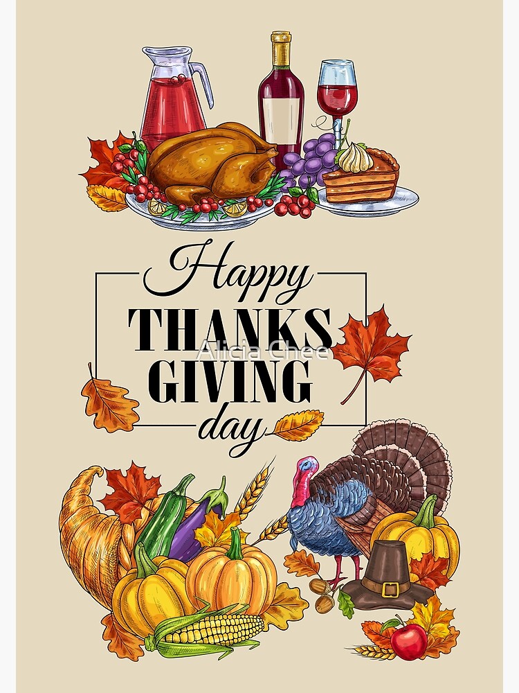 "Happy Thanksgiving Set - Cornucopia Horn Of Plenty, Turkey, Pilgrim's ...