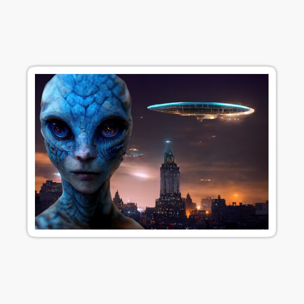 "AI Art - Alien Invasion: The Landing" Sticker for Sale by AI-Art ...