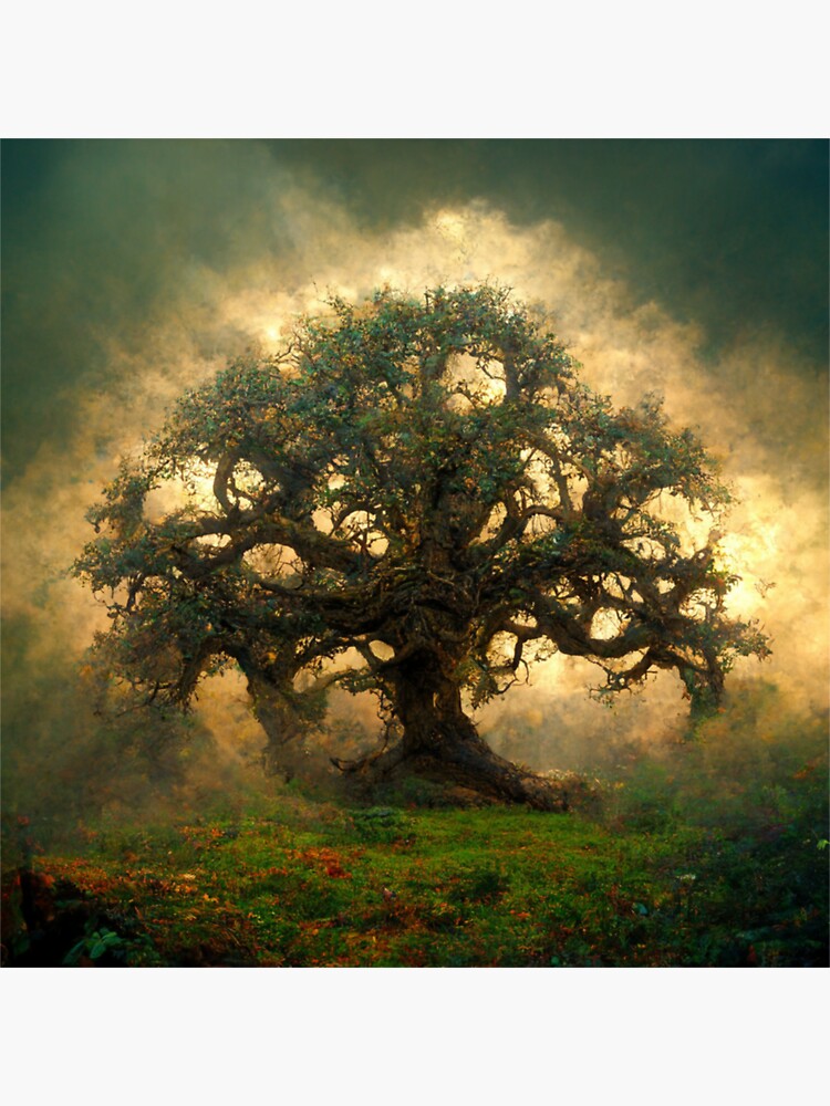 "Mystical Oak Tree Spiritual Magic Beautiful Nature" Sticker for Sale ...