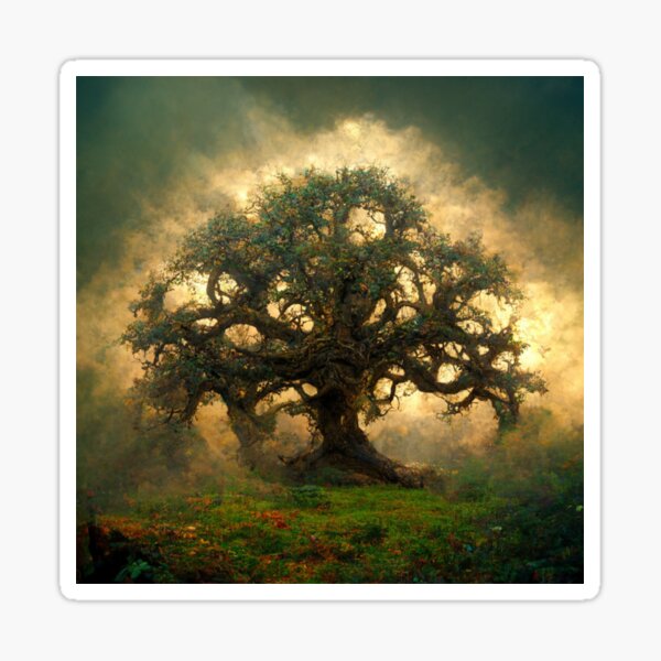 "Mystical Oak Tree Spiritual Magic Beautiful Nature" Sticker for Sale ...