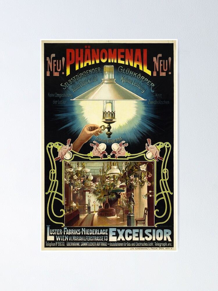 "EXCELSIOR Luster Fabric Incandescent Light 1895 Vintage German ...