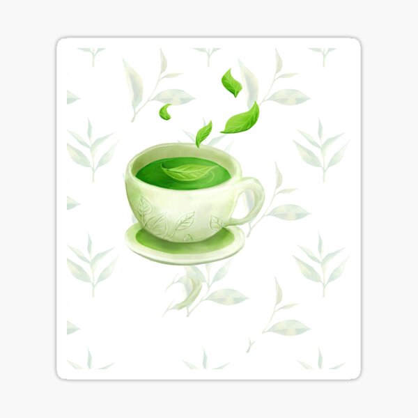 "Cats Drink Green Tea" Sticker for Sale by AngelaWernsd | Redbubble