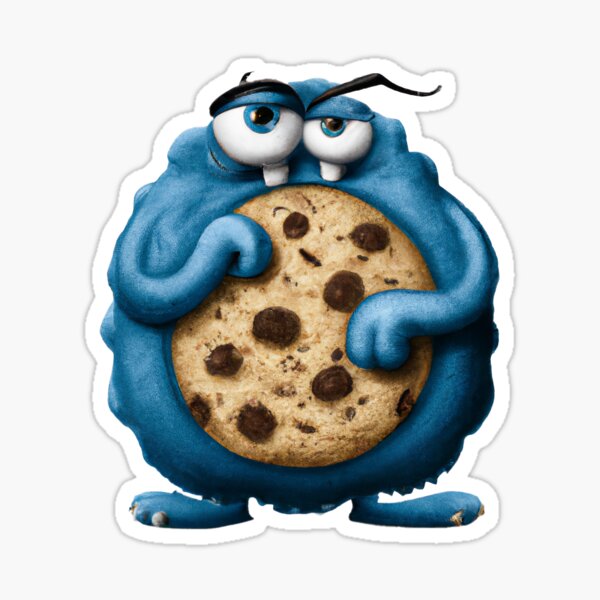 "Cookie Monster Munches on a Cookie" Sticker for Sale by kawaiiStickies | Redbubble