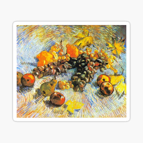 Pegatina «Bodegón con uvas, manzanas, limones y peras - Vincent van ...