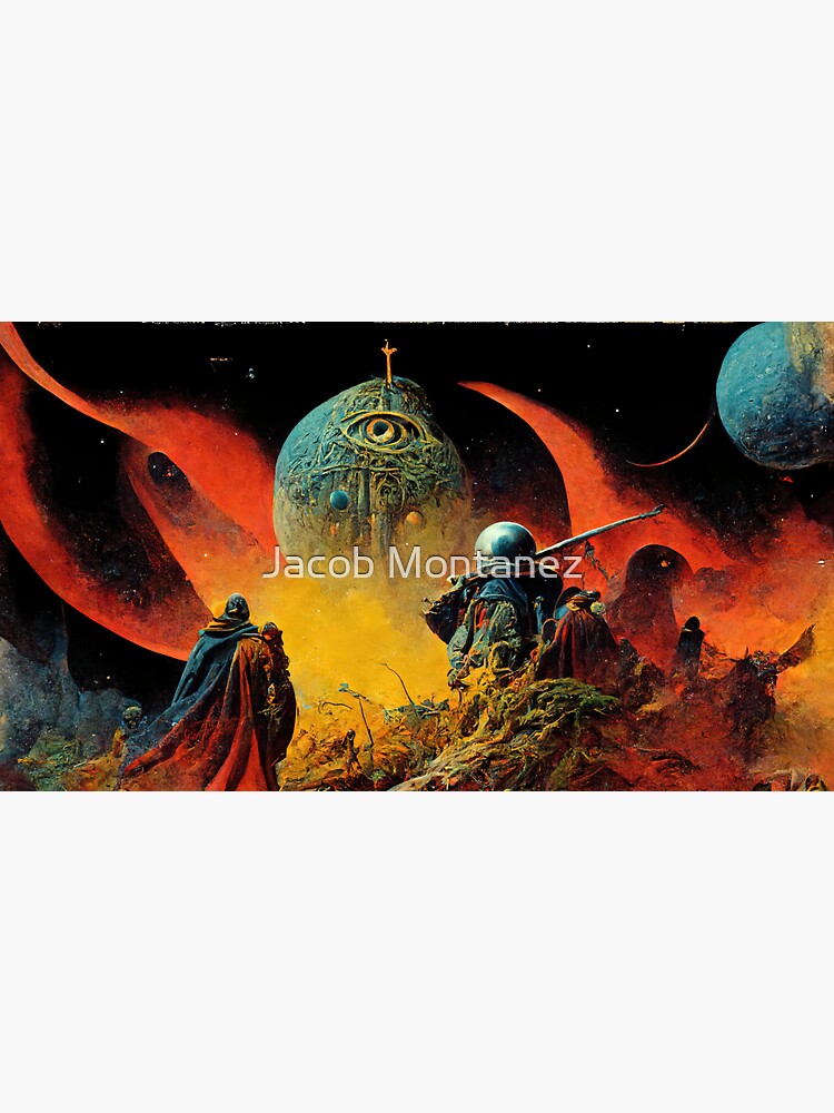 Pegatina «Portada del libro de ciencia ficción de la década de 1970» de ...