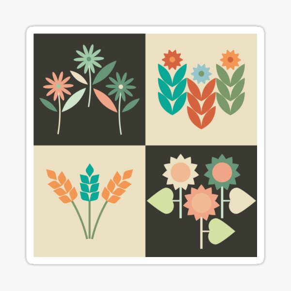 "Flowery 4 Seasons - Green" Sticker by mcaussieb | Redbubble