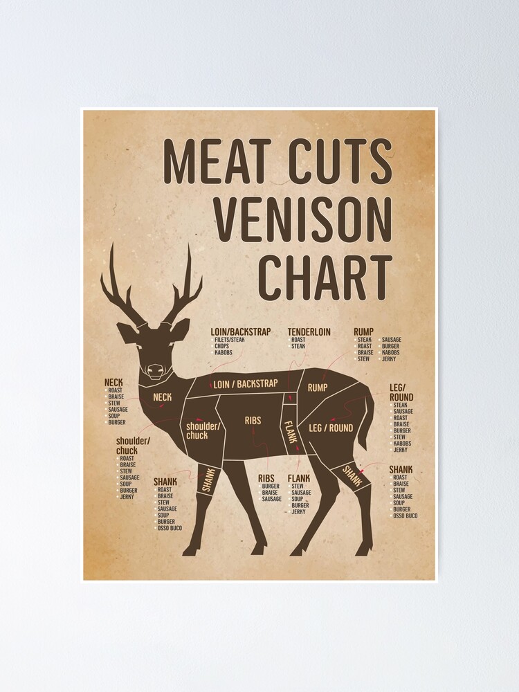 "MEAT CUTS VENISON CHART" Poster for Sale by unclenut | Redbubble
