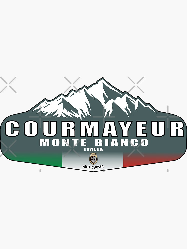 "Courmayeur Valle D'Aosta Italia flag Mountains " Sticker for Sale by ...