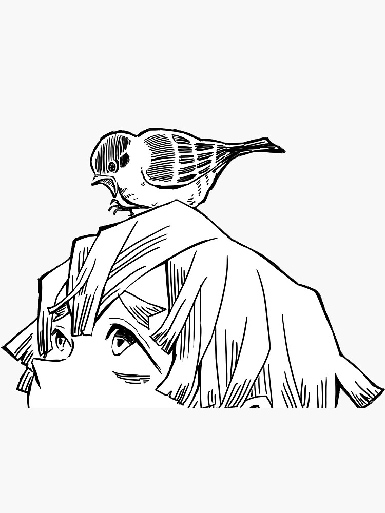 "Zenitsu with bird Demon Slayer Anime" Sticker for Sale by YabaiSticker ...