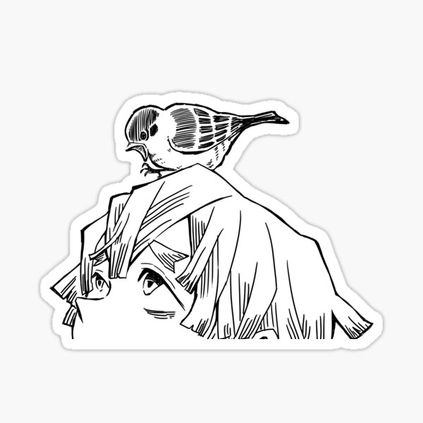 "Zenitsu with bird Demon Slayer Anime" Sticker for Sale by YabaiSticker ...