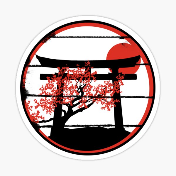"Red Painted Cherry Tree Japanese Gate - Japanese Torii Gate" Sticker ...