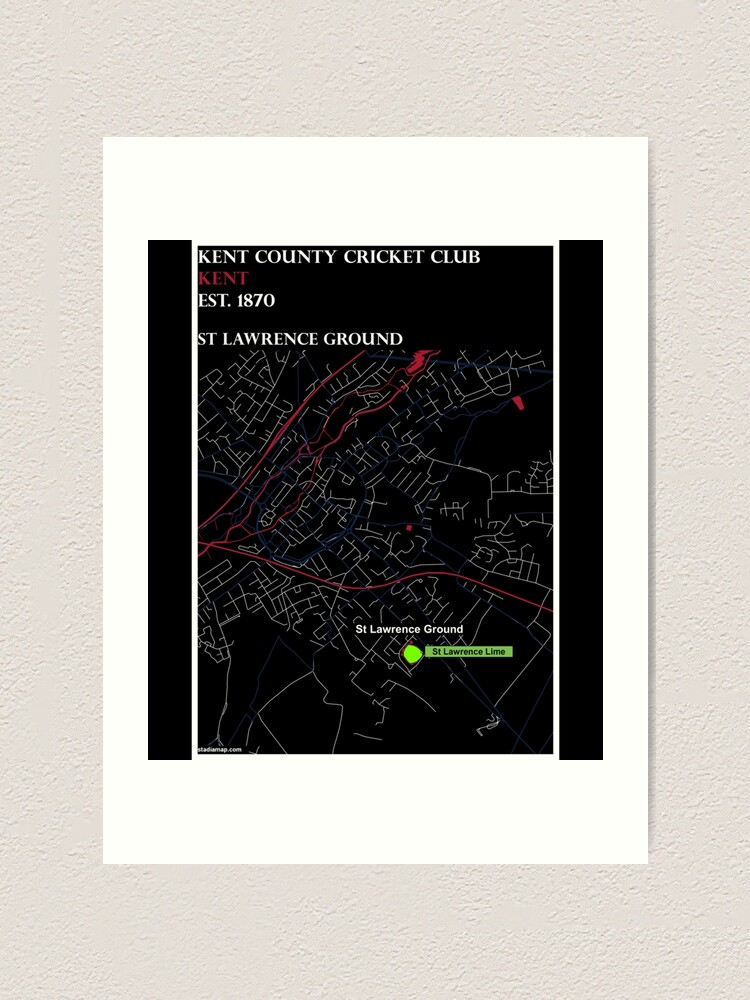 "Kent Cricket Stadium Map By Stadiamap Sticker" Art Print for Sale by ...