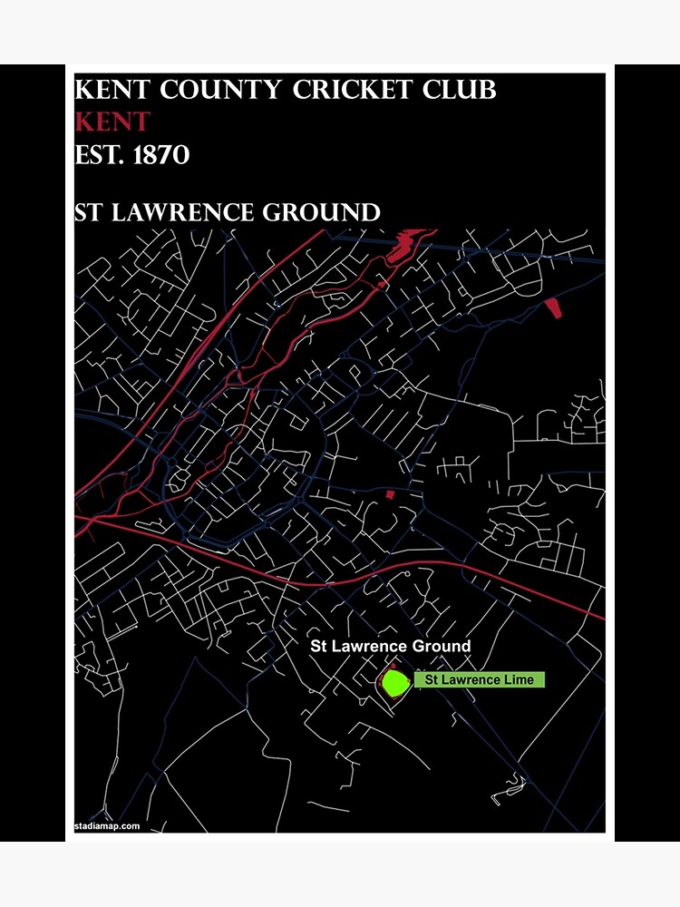 "Kent Cricket Stadium Map By Stadiamap Sticker" Art Print for Sale by ...