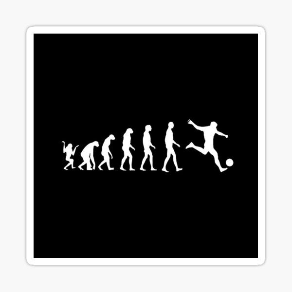 "Funny human evolution of soccer" Sticker for Sale by fmstotetyana ...
