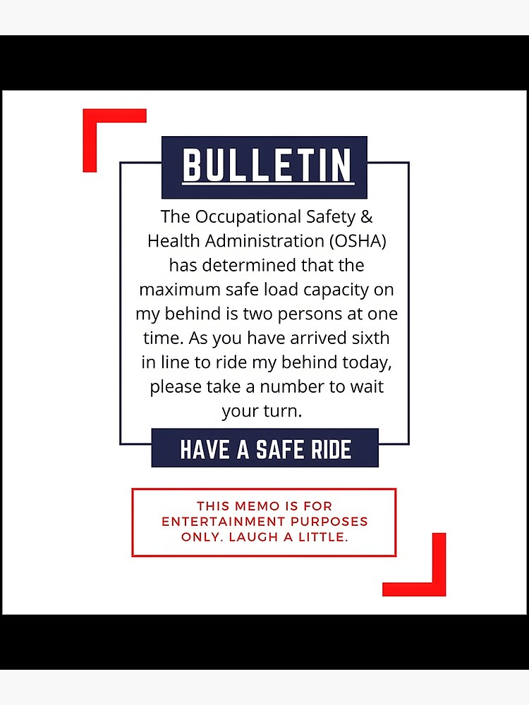 "Attention! Here’s your Safety Bulletin for the work week. Poster" Art ...