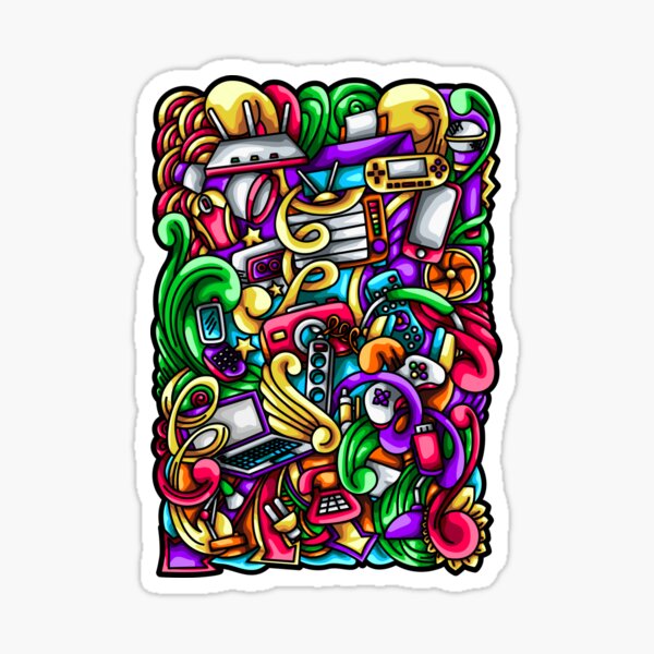 "Electronic Doodle Illustration" Sticker for Sale by Kincrevstudio ...