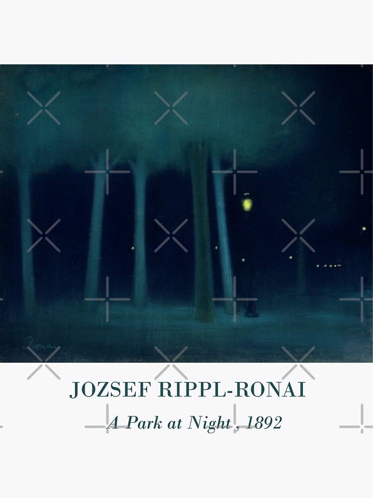 "Jozsef Ripple Ronai - A park at night painting, 1892" Sticker for Sale ...