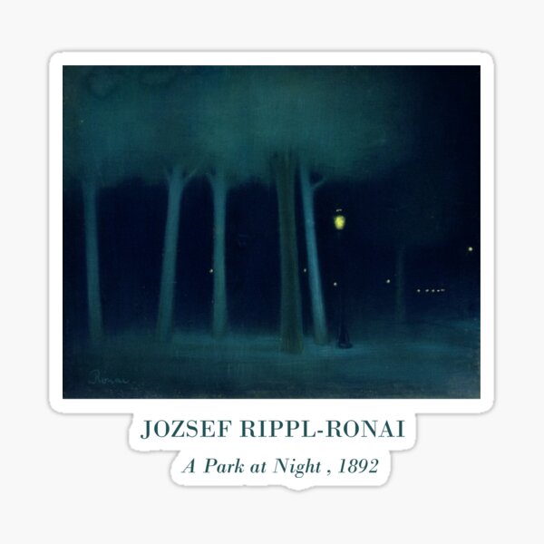 "Jozsef Ripple Ronai - A park at night painting, 1892" Sticker for Sale ...