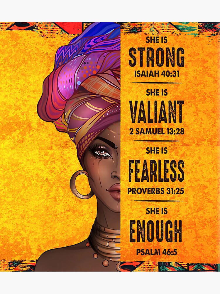 "Women Afros She Is Strong Valiant Fearless Enough Melanin " Sticker ...