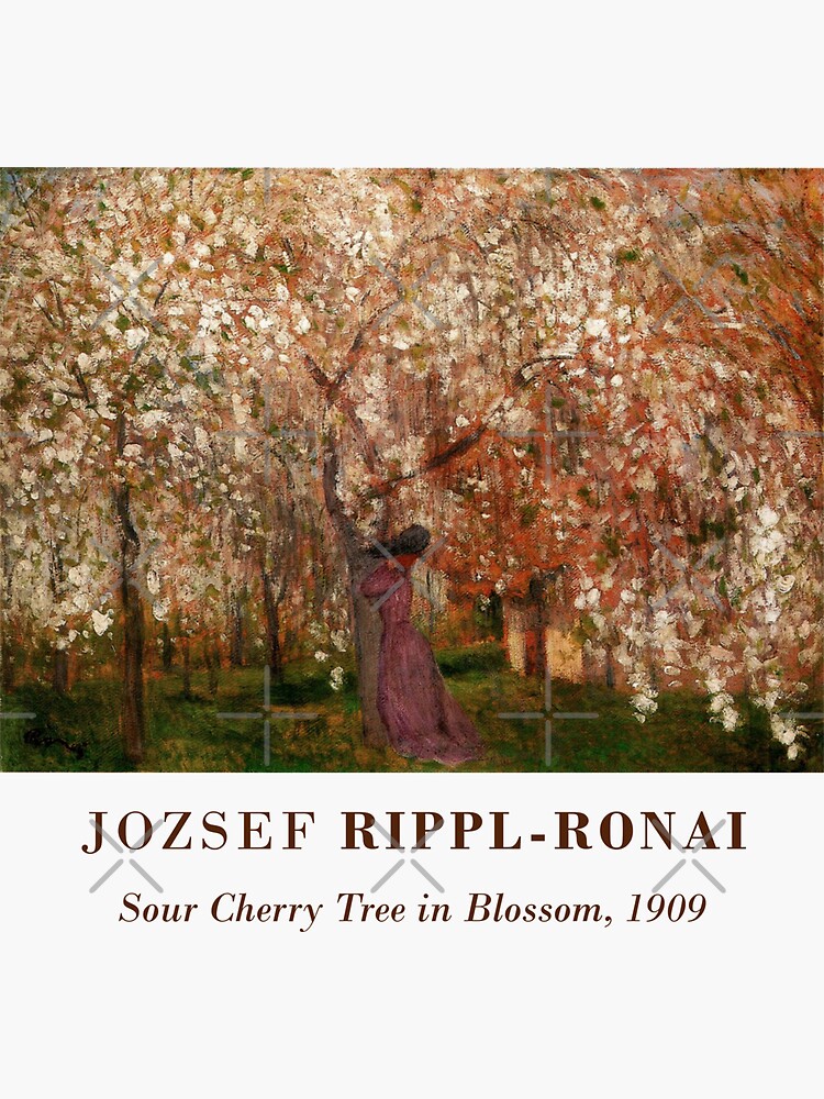 "Jozsef Ripple Ronai - Sour cherry tree at blossom, 1909" Sticker for ...