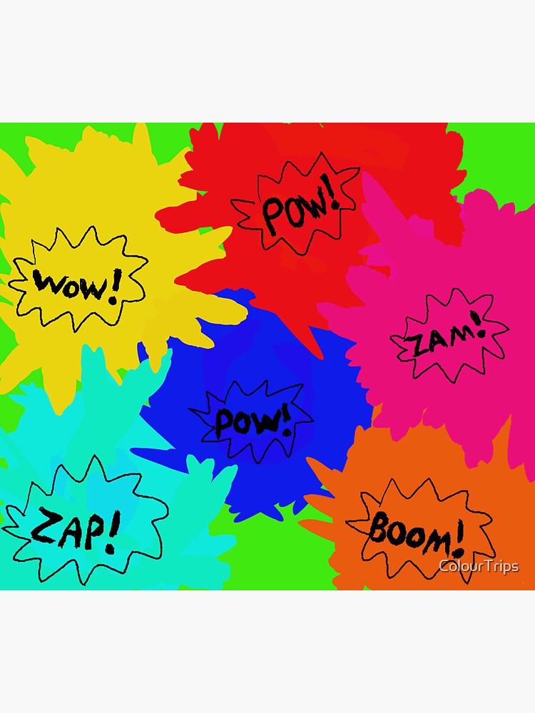 "Cartoon POW! Color Splotches " Sticker for Sale by ColourTrips | Redbubble