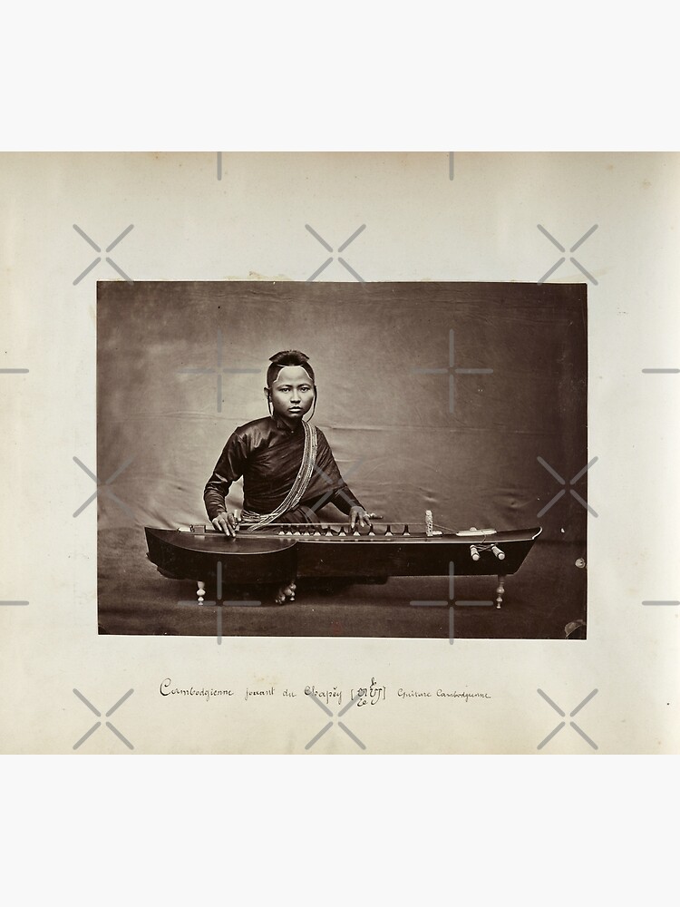 Lámina fotográfica «Niña camboyana de la década de 1870 tocando el ...