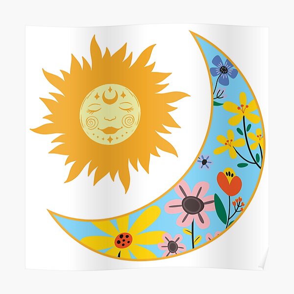 "Sun,moon.flowers" Poster for Sale by Pabrionacchi | Redbubble